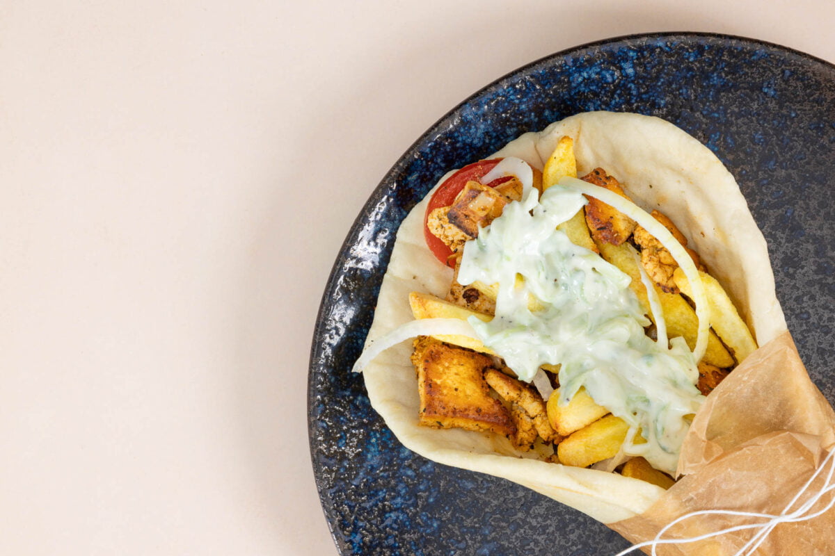 Griechisches Gyros Pita mit Tofu